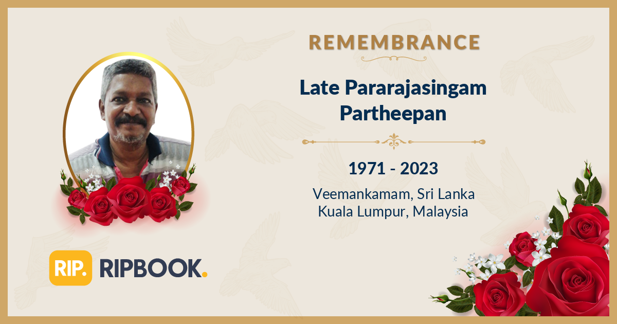 Late Pararajasingam Partheepan - 1st Year Remembrance - RIPBook