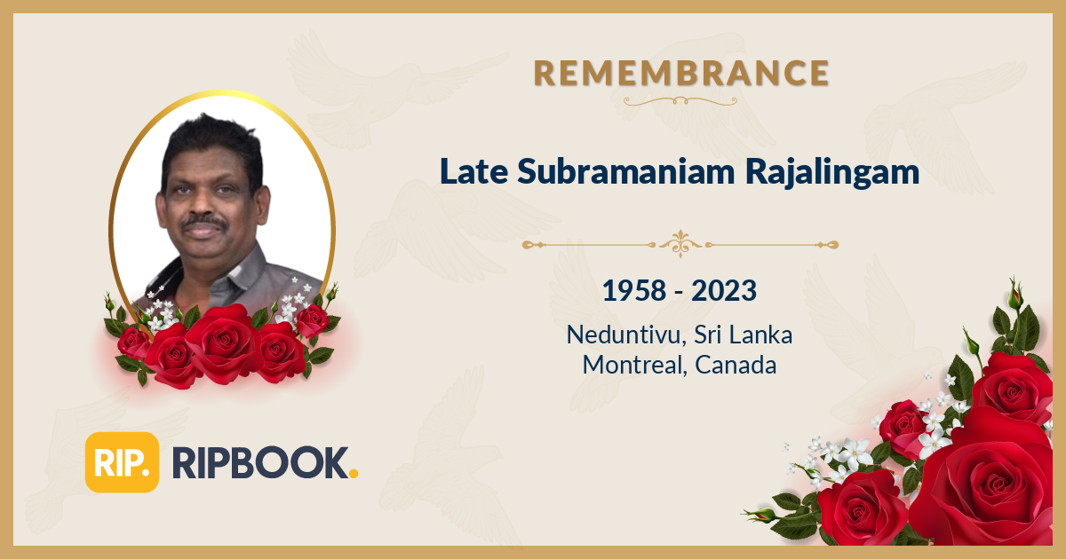 Late Subramaniam Rajalingam (Siva) - 1st Year Remembrance - RIPBook