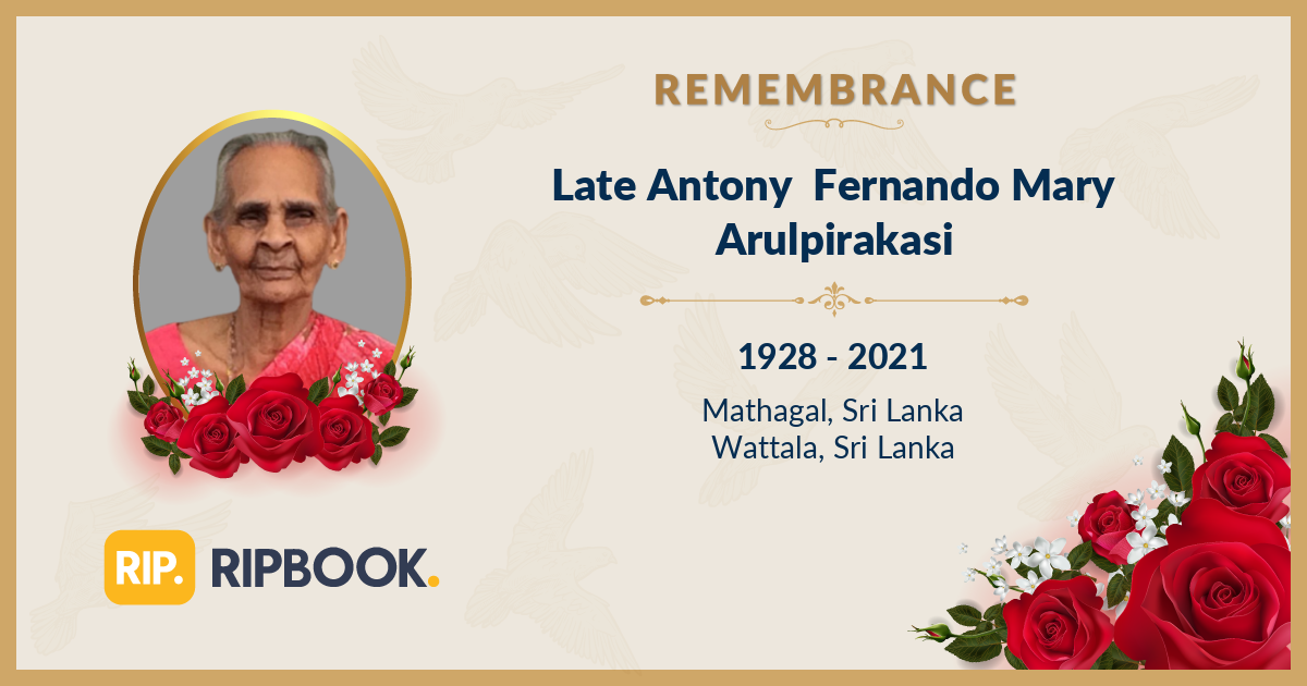 Late Antony Fernando Mary Arulpirakasi (Kannmani) - 3rd Year ...
