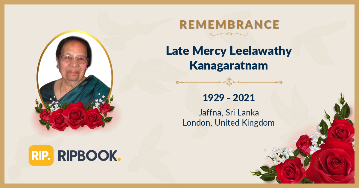 Late Mercy Leelawathy Kanagaratnam - 3rd Year Remembrance - RIPBook