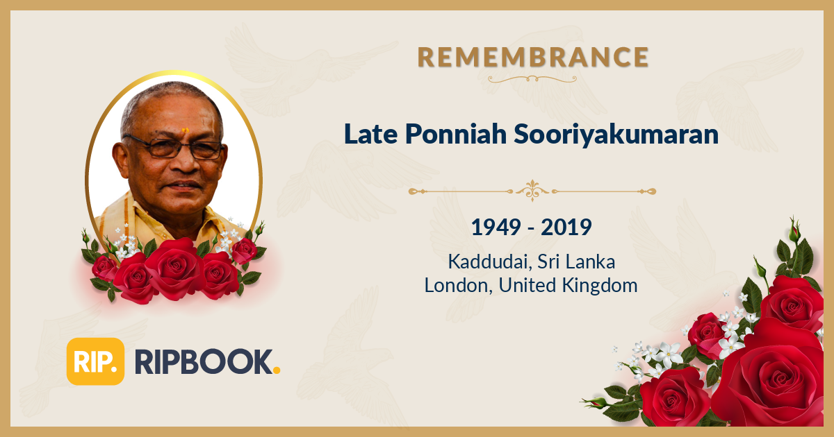 Late Ponniah Sooriyakumaran - 5th Year Remembrance - RIPBook