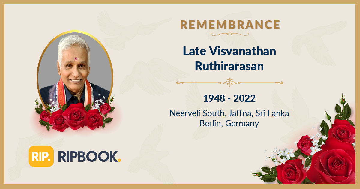 Late Visvanathan Ruthirarasan - 3rd Year Remembrance - RIPBook