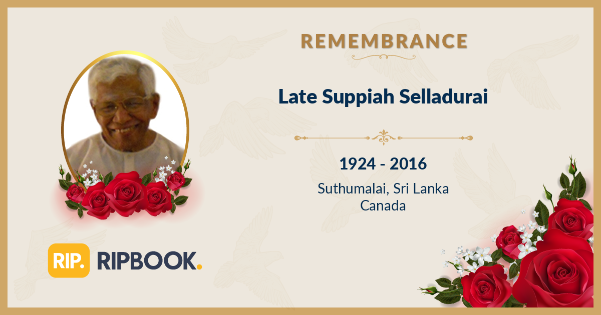Late Suppiah Selladurai - 9th Year Remembrance - RIPBook