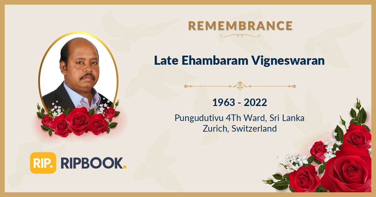 Late Ehambaram Vigneswaran (Vicky) - 3rd Year Remembrance - RIPBook