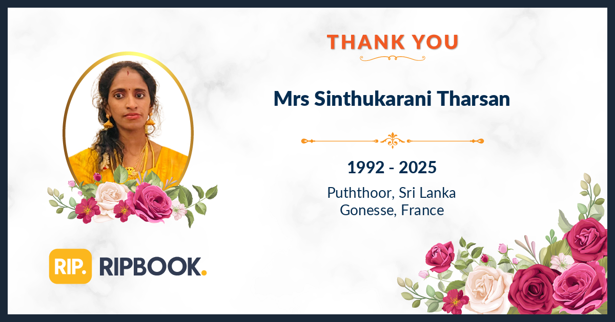 Late Sinthukarani Tharsan - 31st Day Remembrance & Thankyou Message ...