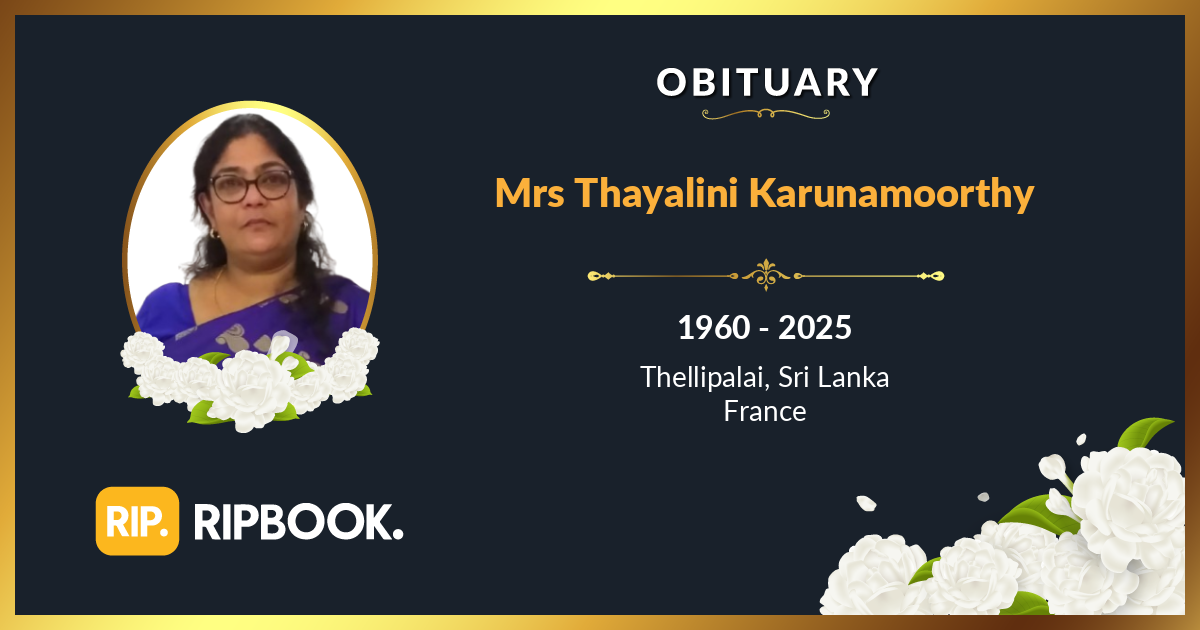 Mrs Thayalini Karunamoorthy - Obituary - RIPBook