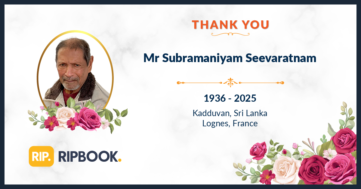 Late Subramaniyam Seevaratnam (Kuruvi) - 31st Day Remembrance ...