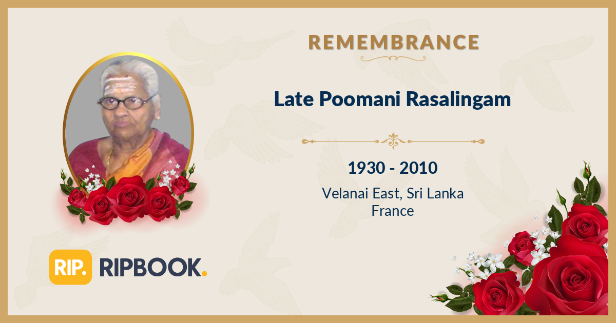 Late Poomani Rasalingam - 15th Year Remembrance - RIPBook