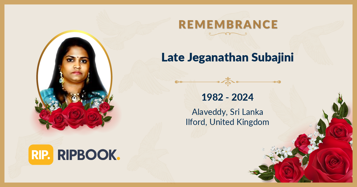 Late Jeganathan Subajini (Suba) - 1st Year Remembrance - RIPBook