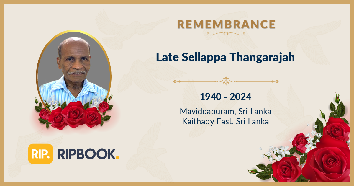 Late Sellappa Thangarajah - 1st Year Remembrance - RIPBook