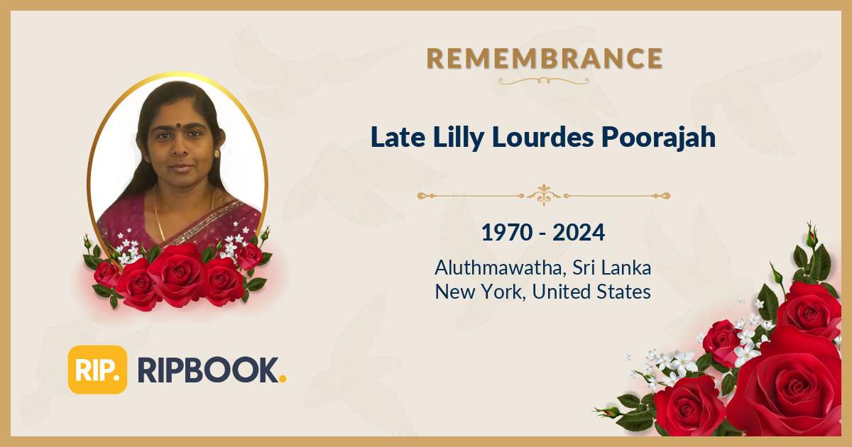 Late Lilly Lourdes Poorajah - 1st Year Remembrance - RIPBook
