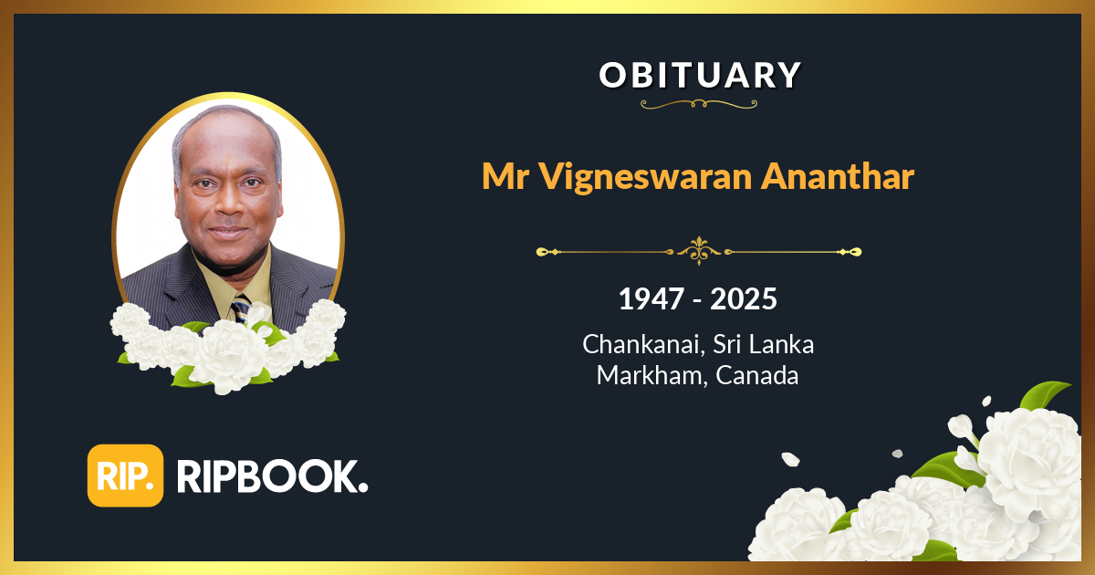 Mr Vigneswaran Ananthar (Vicky) - Obituary - RIPBook