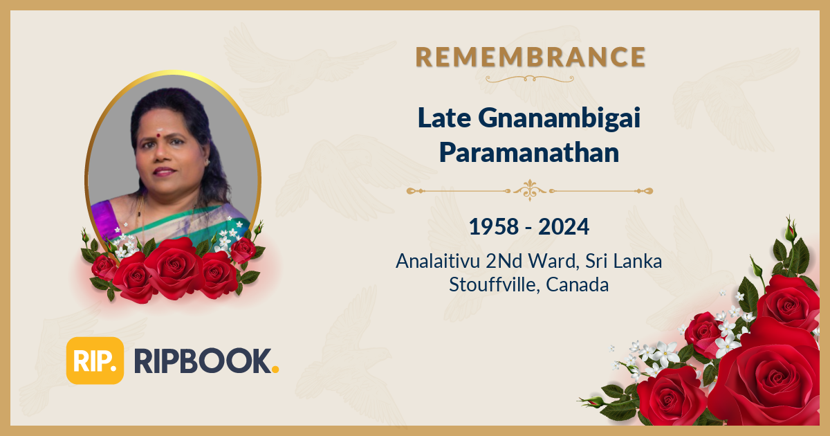 Late Gnanambigai Paramanathan (Ambika) - 1st Year Remembrance - RIPBook