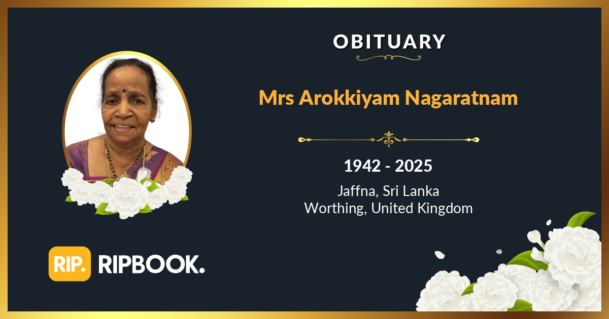 Mrs Arokkiyam Nagaratnam - Obituary - RIPBook