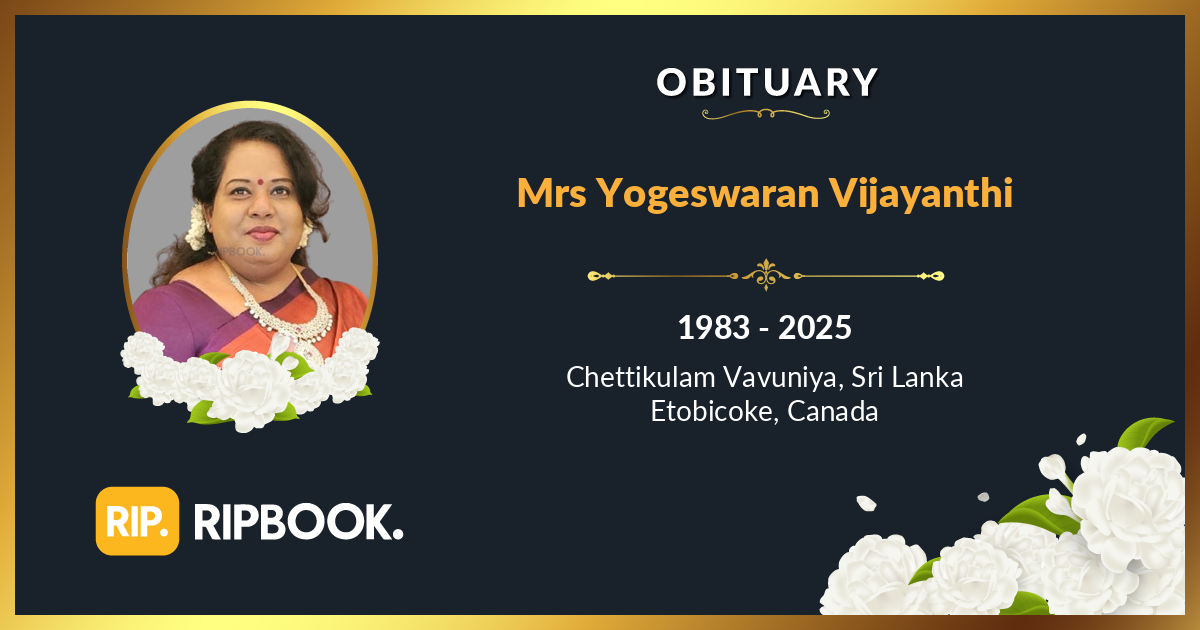 Mrs Yogeswaran Vijayanthi (Viji) - Obituary - RIPBook