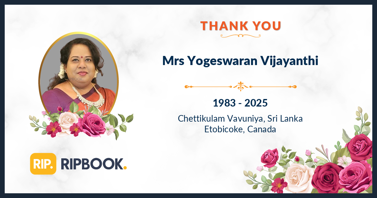 Mrs Yogeswaran Vijayanthi (Viji) - Thankyou Message - RIPBook