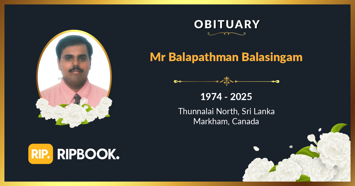 Mr Balapathman Balasingam - Obituary - RIPBook