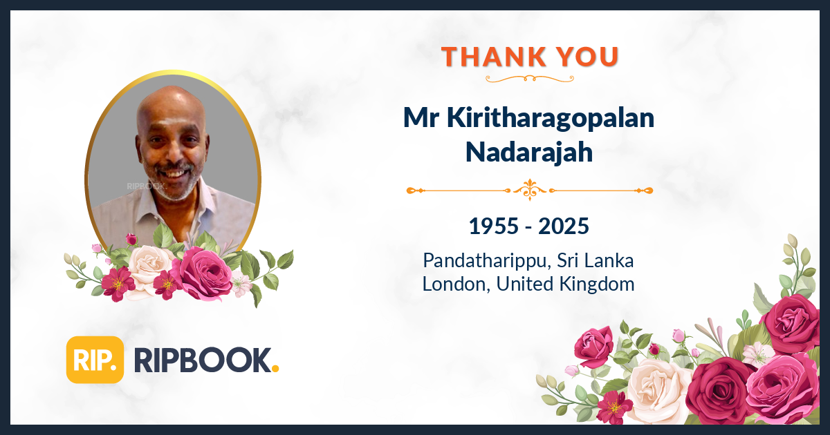 Mr Kiritharagopalan Nadarajah (Keena) - Thankyou Message - RIPBook