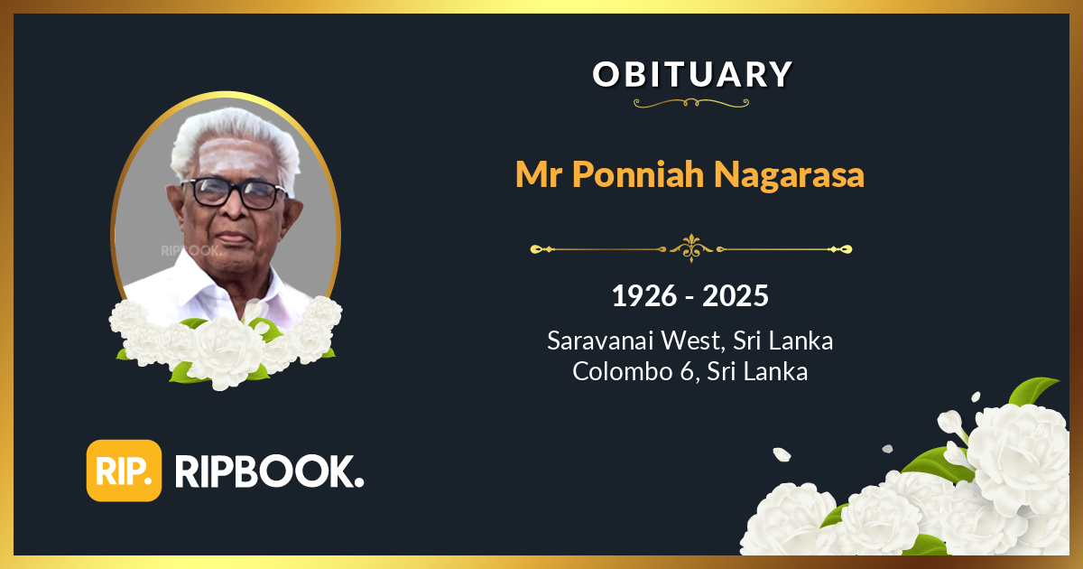 Mr Ponniah Nagarasa - Obituary - RIPBook