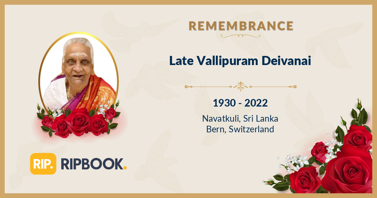Late Vallipuram Deivanai - 4th Year Remembrance - RIPBook