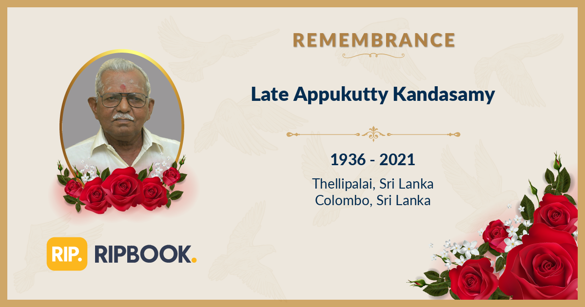 Late Appukutty Kandasamy - 5th Year Remembrance - RIPBook