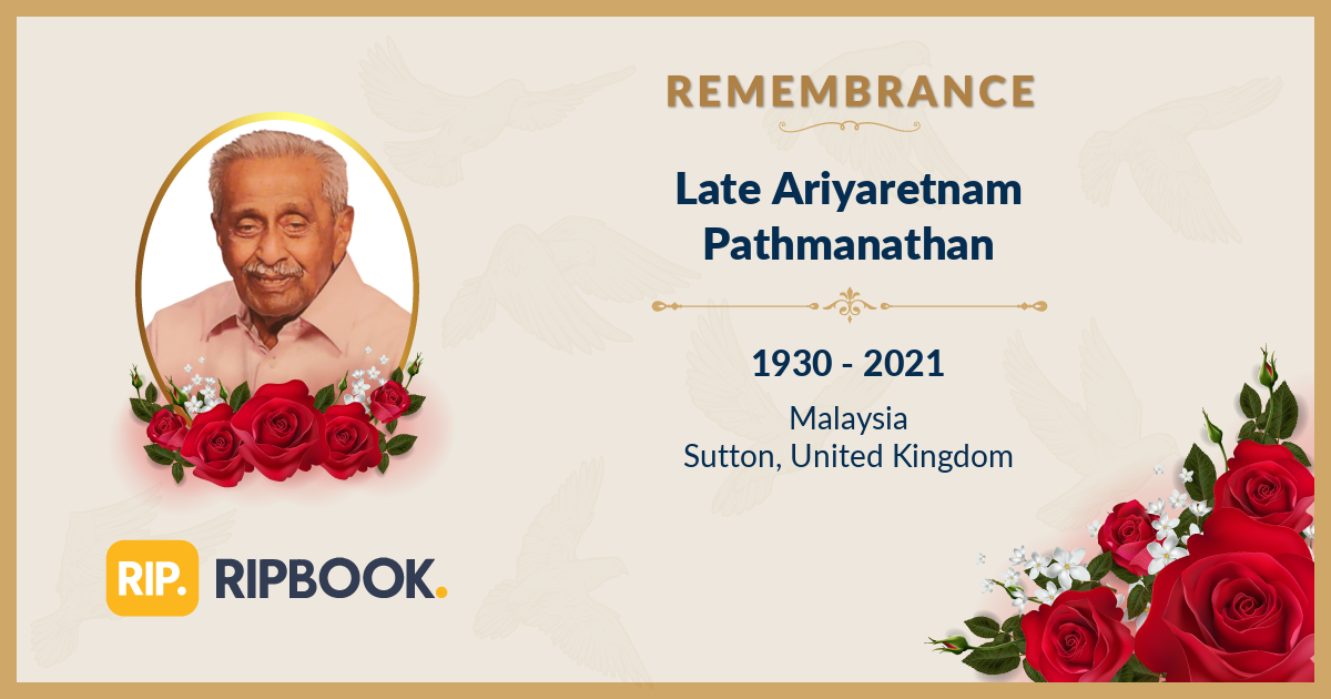 Late Ariyaretnam Pathmanathan - 5th Year Remembrance - RIPBook