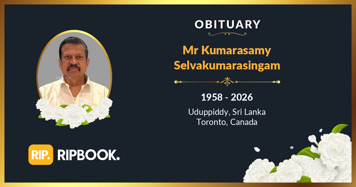 Mr Kumarasamy Selvakumarasingam Ravi Obituary Ripbook