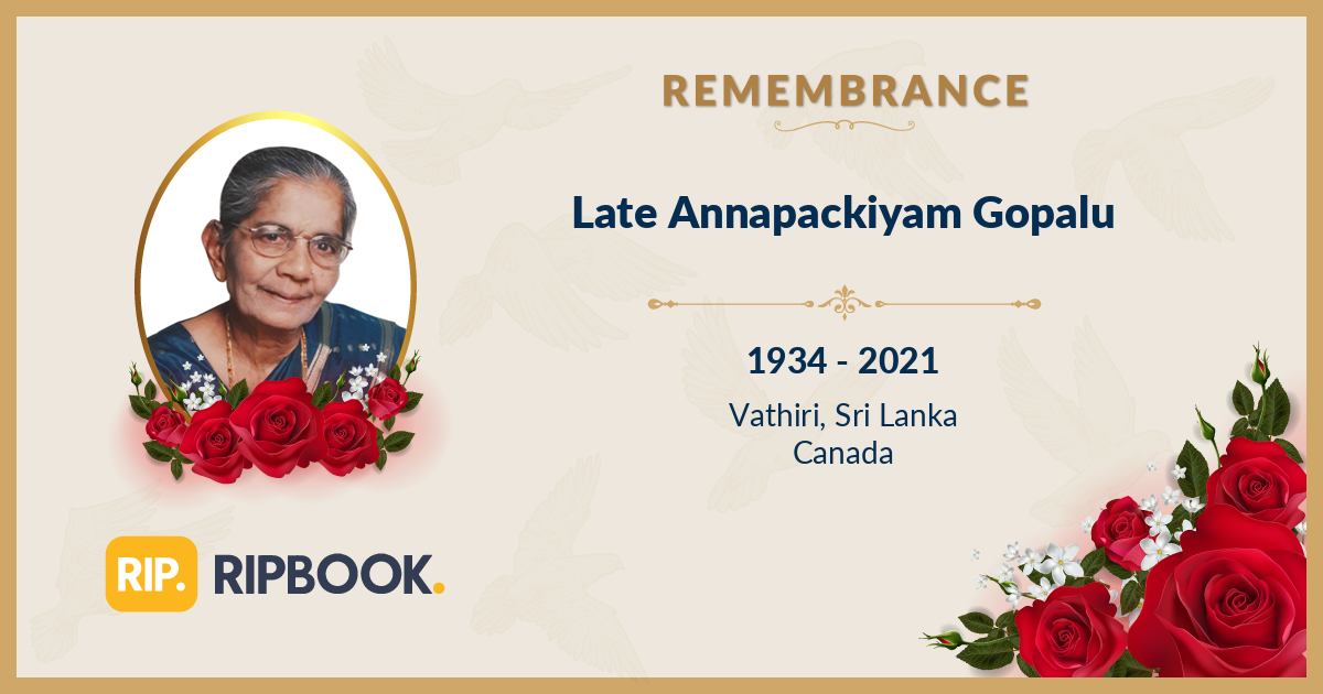 Late Annapackiyam Gopalu - 5th Year Remembrance - RIPBook