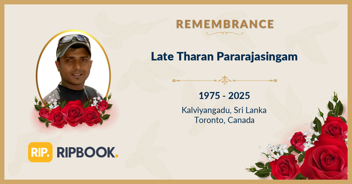 Late Tharan Pararajasingam - 1st Year Remembrance - RIPBook