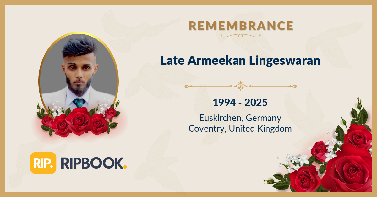 Late Armeekan Lingeswaran - 1st Year Remembrance - RIPBook