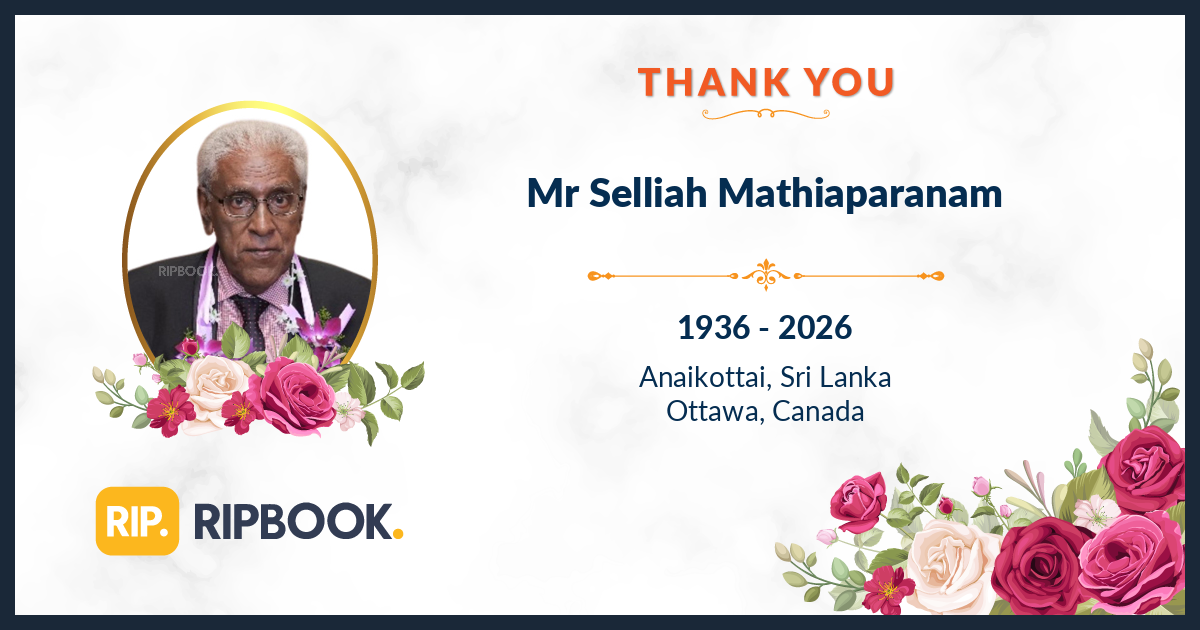 Mr Selliah Mathiaparanam - Thankyou Message - RIPBook