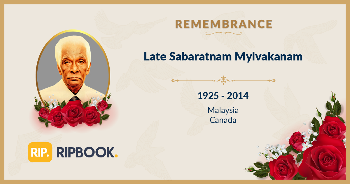 Late Sabaratnam Mylvakanam - 12th Year Remembrance - RIPBook